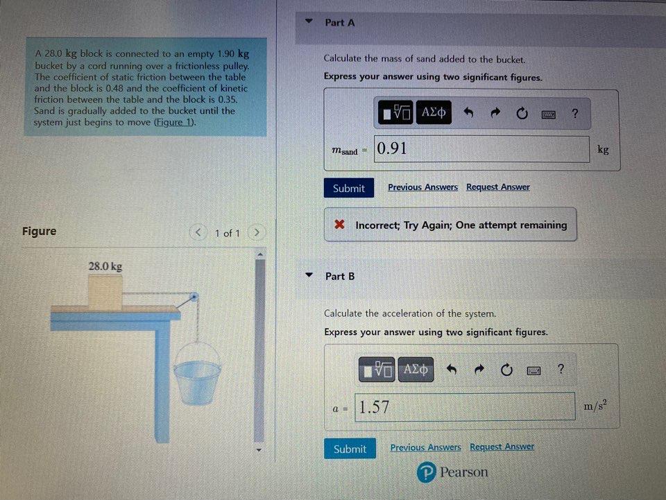 Solved A 28.0 kg block is connected to an empty 1.90 kg | Chegg.com
