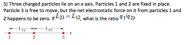 Solved 5) Three charged particles lie on an x axis. | Chegg.com