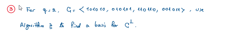 Solved (3) For q=2,C= 101010,010101,110110,001011 , use | Chegg.com