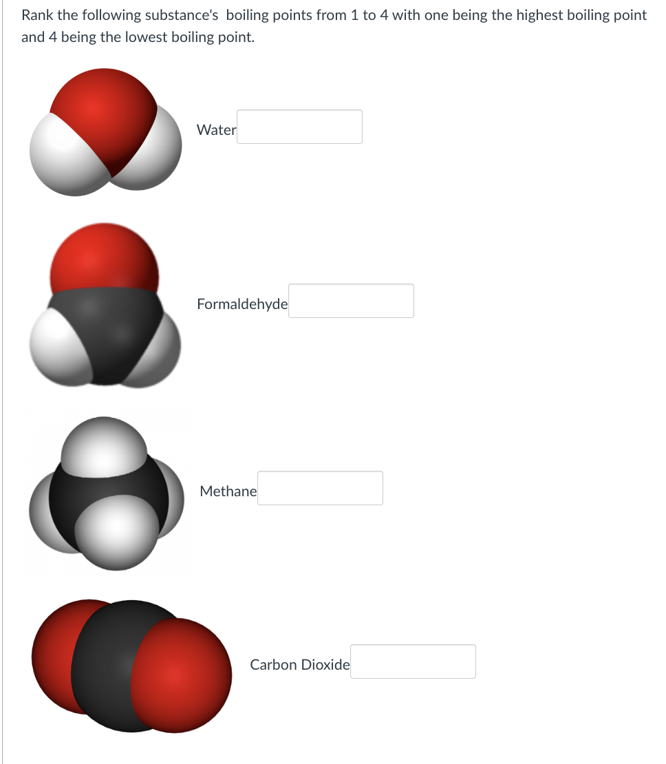 Rank the following substance's boiling points from 1 | Chegg.com