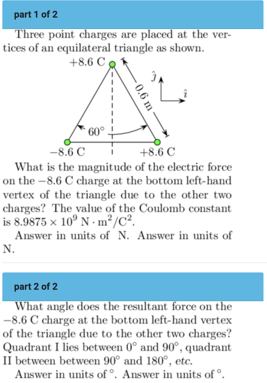 Solved Three point charges are placed at the vertices of an | Chegg.com