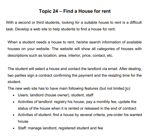 Solved Topic 24 - Find a House for rent a With a second or | Chegg.com