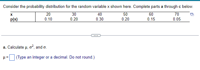 Solved Consider the probability distribution for the random | Chegg.com