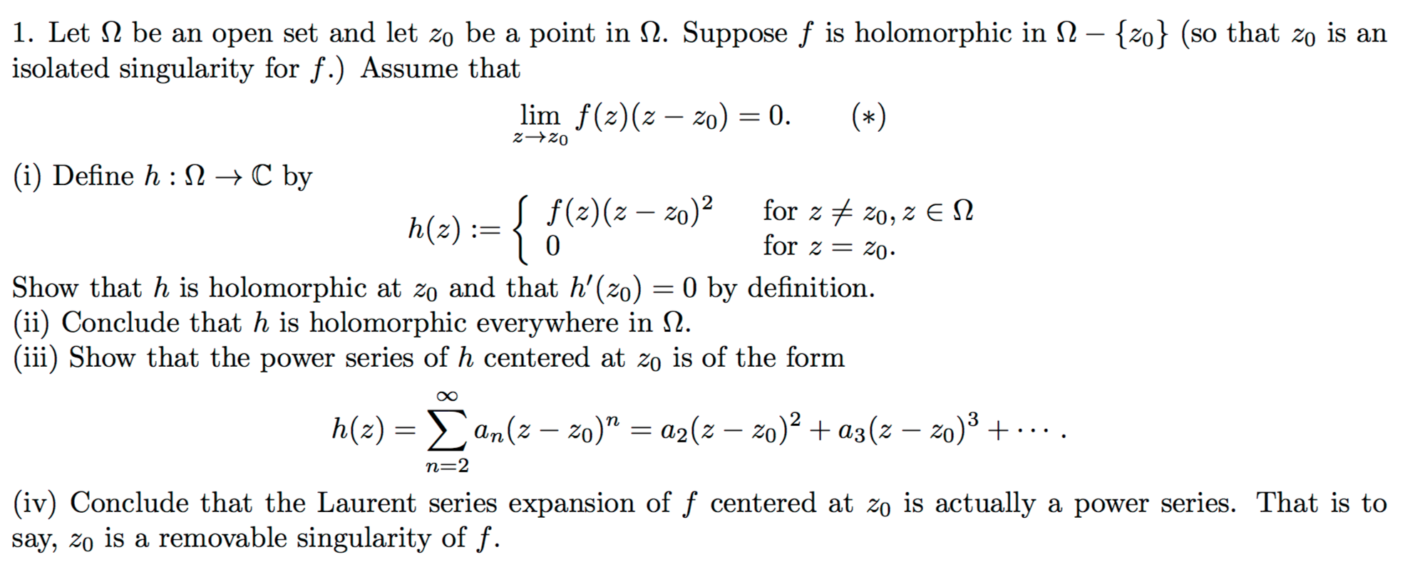 1. Let N be an open set and let zo be a point in N. | Chegg.com