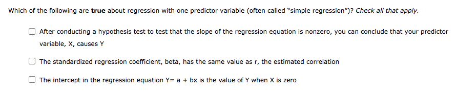 Solved Which of the following are true about regression with | Chegg.com