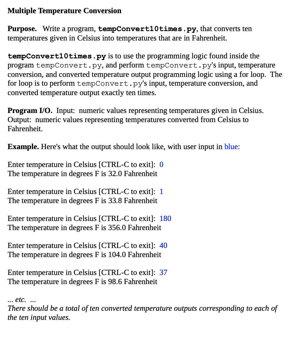 Solved Multiple Temperature Conversion Purpose. Write a | Chegg.com