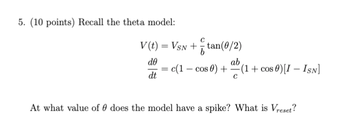 5. (10 points) Recall the theta model: | Chegg.com