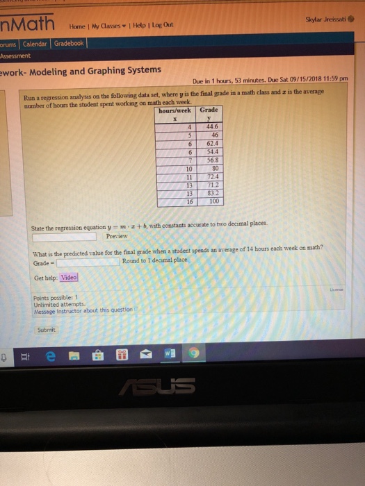 Solved Skylar Jreissati nMath Horne l Ahy Classes l Help l | Chegg.com