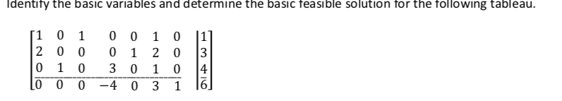 Solved Identify the basic variables and determine the basic | Chegg.com