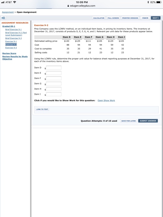Solved AT&T? 10:09 PM 82%- Assignment> Open Assignment | Chegg.com