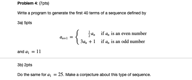 Solved Problem 4: 7pts) Write a program to generate the | Chegg.com