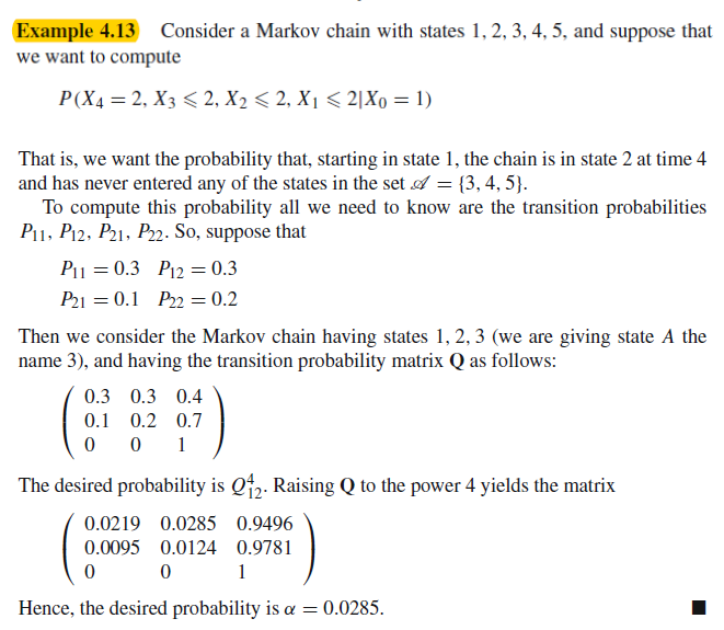 Example 4.13 Consider a Markov chain with states 1, | Chegg.com