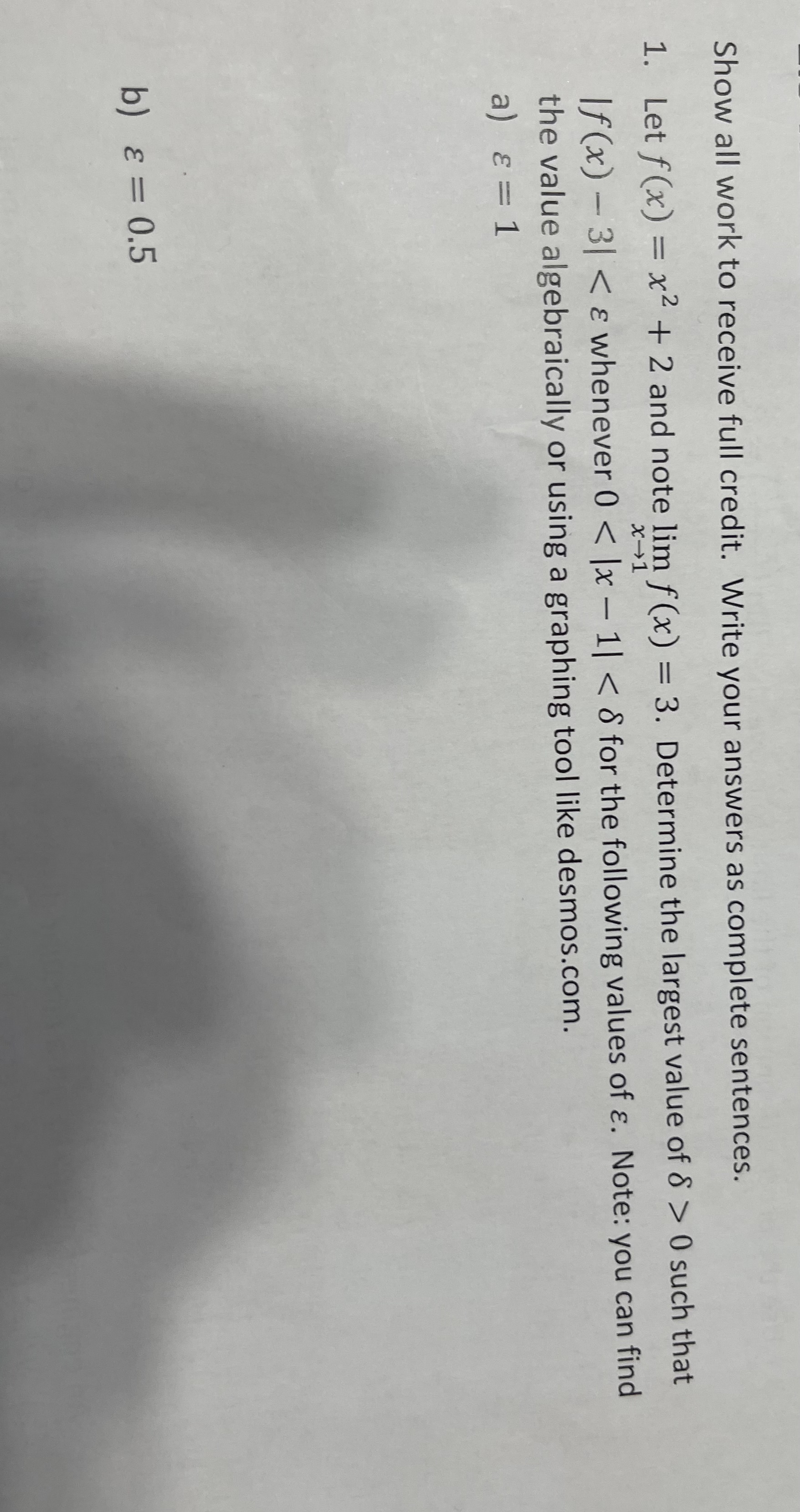 Solved Show all work to receive full credit. Write your | Chegg.com