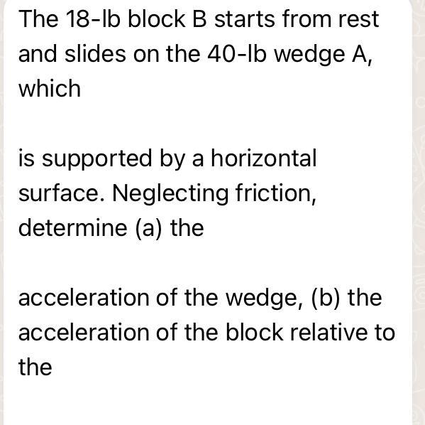 Solved The 18-lb block B starts from rest and slides on the | Chegg.com