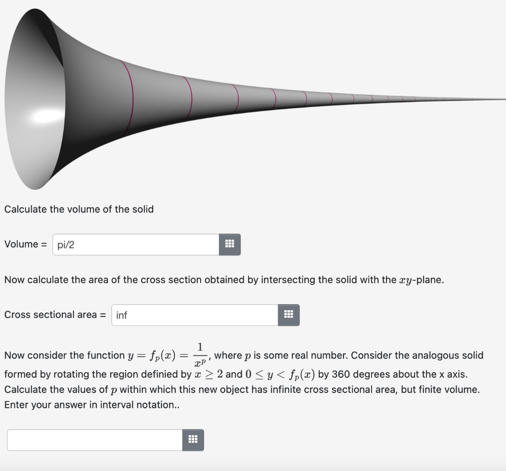 Solved Calculate the volume of the solid Volume = Now | Chegg.com
