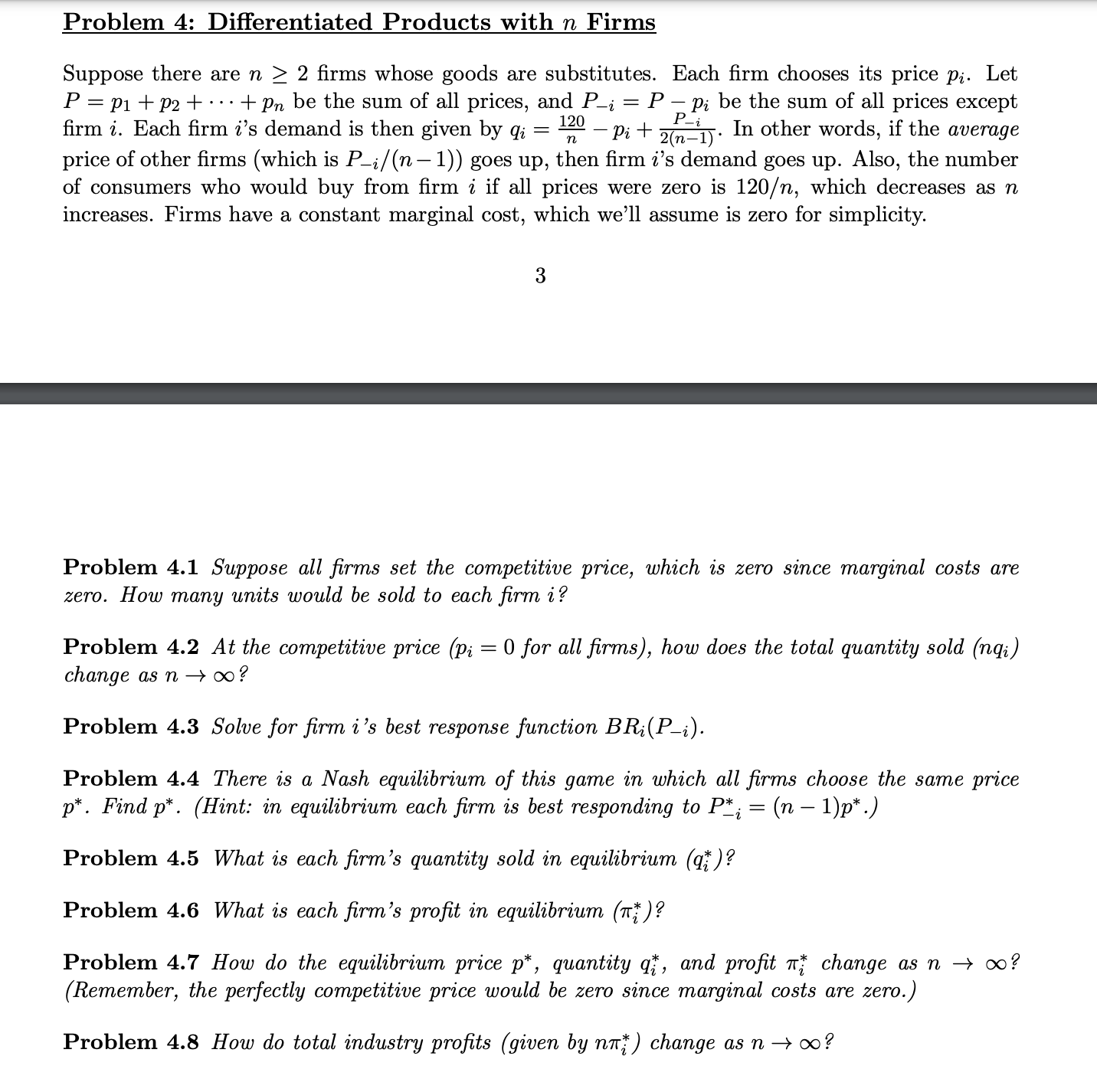 Solved Problem 4: Differentiated Products with n Firms | Chegg.com
