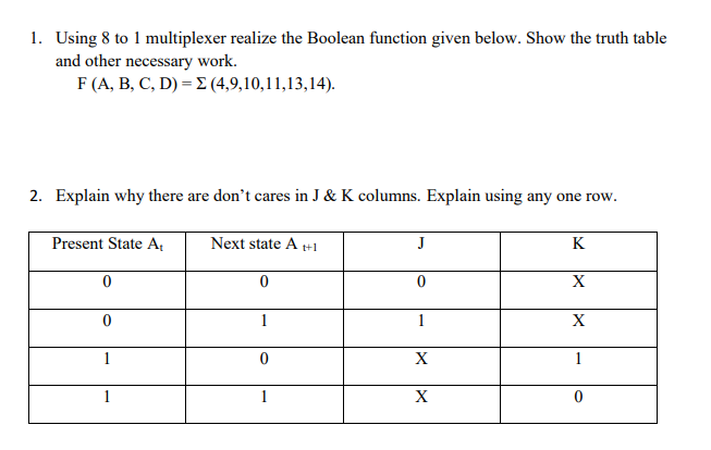 Solved 1. Using 8 to 1 multiplexer realize the Boolean | Chegg.com