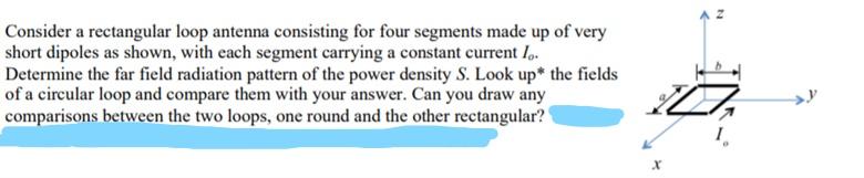 Consider a rectangular loop antenna consisting for | Chegg.com