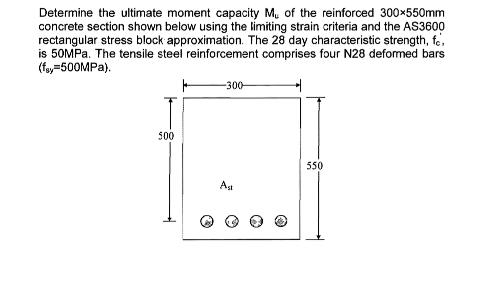 Solved Determine the ultimate moment capacity Mu of the | Chegg.com
