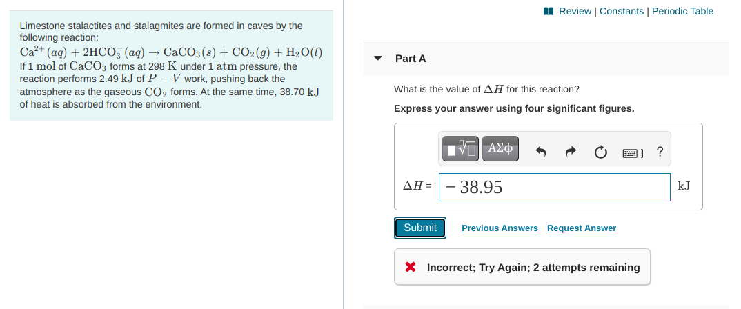 Solved Review Constants Periodic Table Part A Limestone | Chegg.com