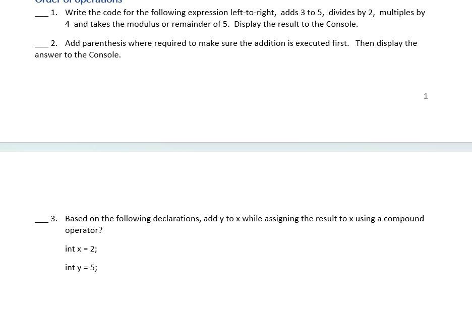 Solved 1. Write the code for the following expression | Chegg.com