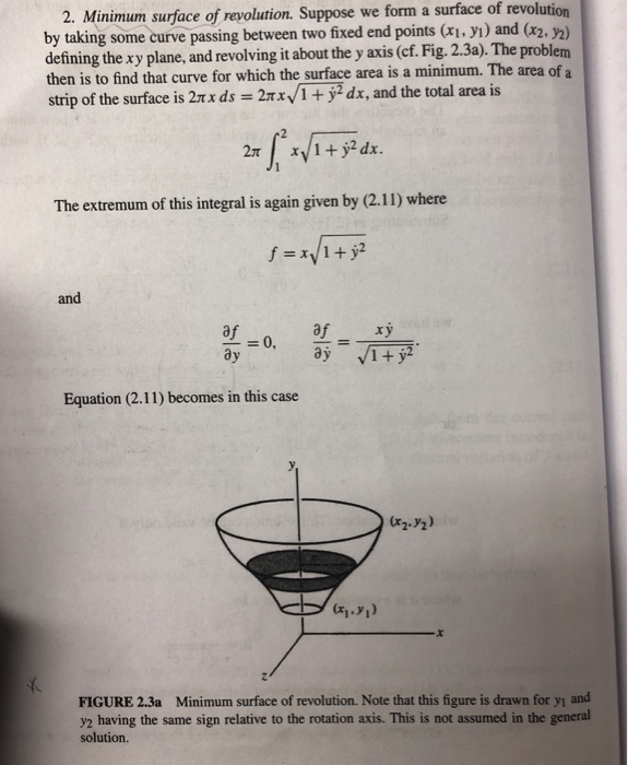Solved 2. Minimum surface of revolution. Suppose we form a | Chegg.com