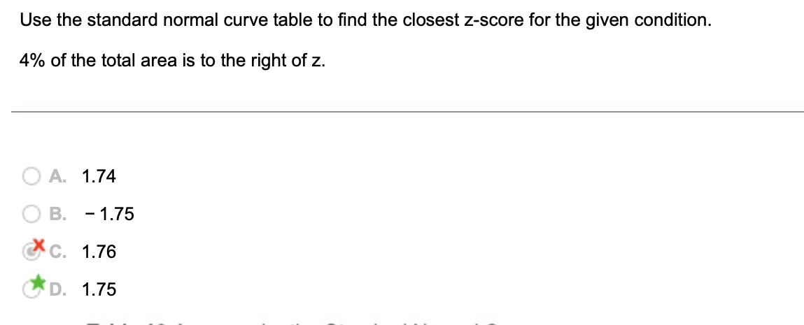 Solved Use the standard normal curve table to find the | Chegg.com