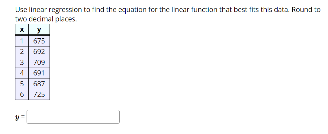 Solved Use linear regression to find the equation for the | Chegg.com