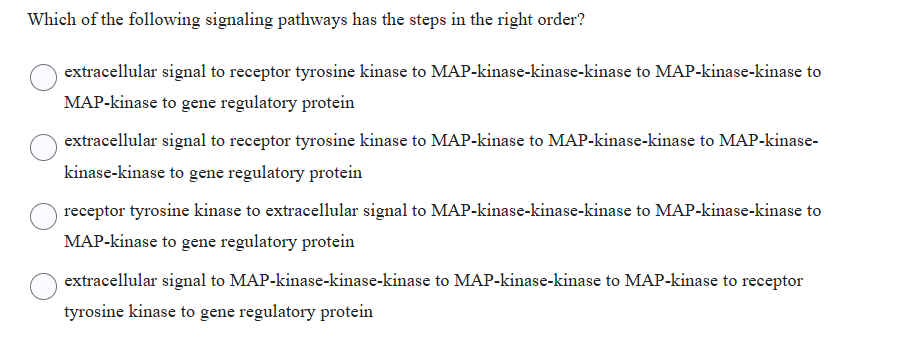 Solved Which of the following signaling pathways has the | Chegg.com