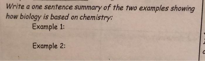 Solved Write a one sentence summary of the two examples | Chegg.com