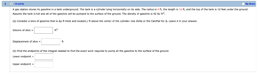 Solved 3. -14 points My Notes A gas station stores its | Chegg.com
