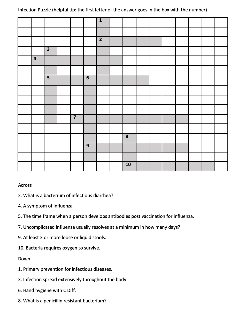 Solved Infection Puzzle (helpful tip: the first letter of | Chegg.com