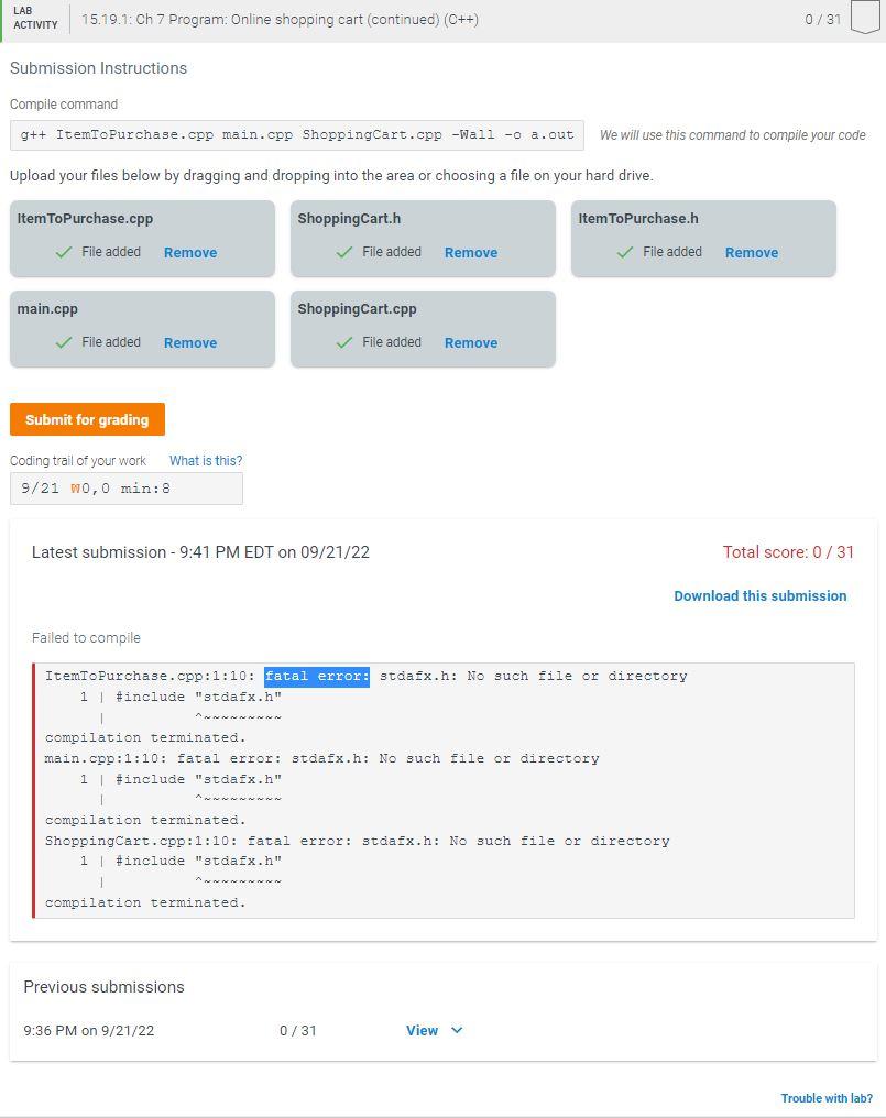 Solved Hi, please help; I Don`t know where the fatal error | Chegg.com