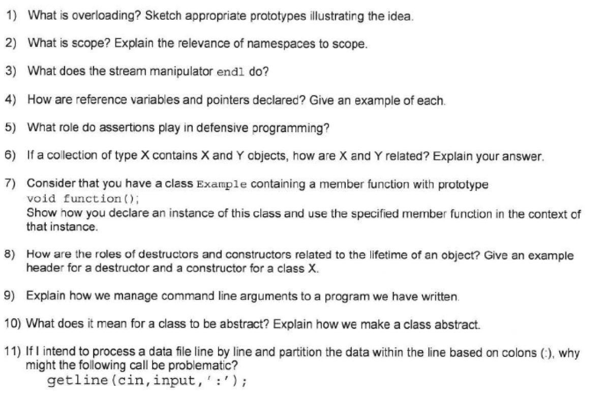 Solved 1) What is overloading? Sketch appropriate prototypes | Chegg.com
