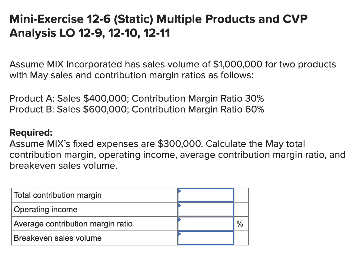 Solved Mini-Exercise 12-6 (Static) ﻿MultipleMini-Exercise | Chegg.com