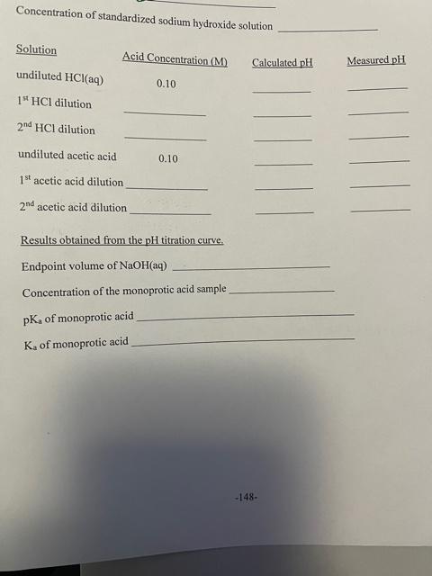 Solved Concentration of standardized sodium hydroxide | Chegg.com