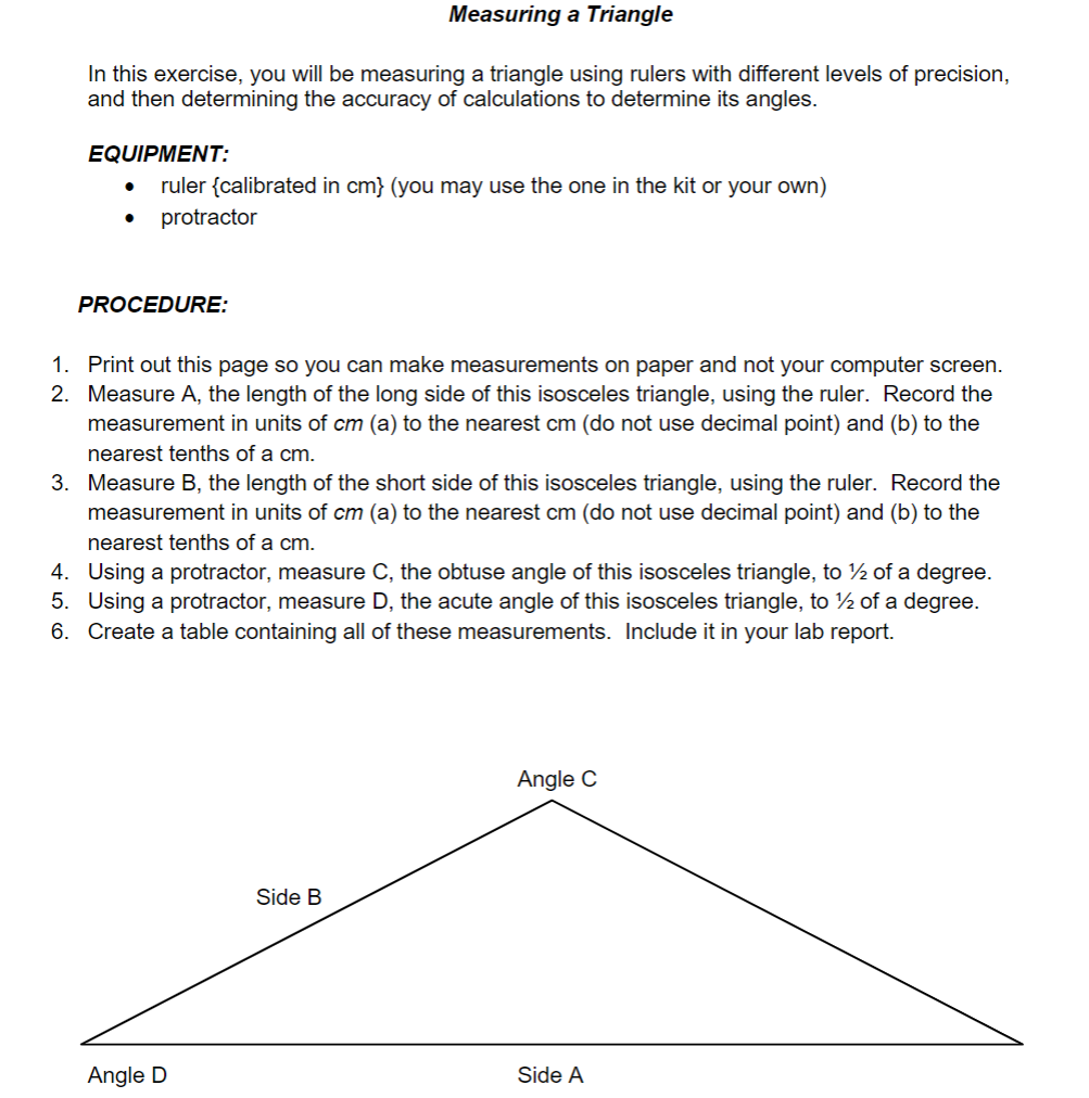 Solved In this exercise, you will be measuring a triangle | Chegg.com