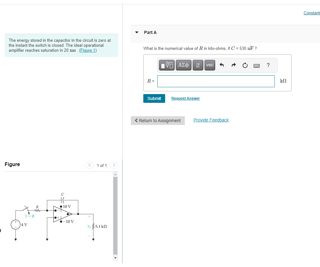 Solved The energy stored in the capacitor in the circuit is | Chegg.com