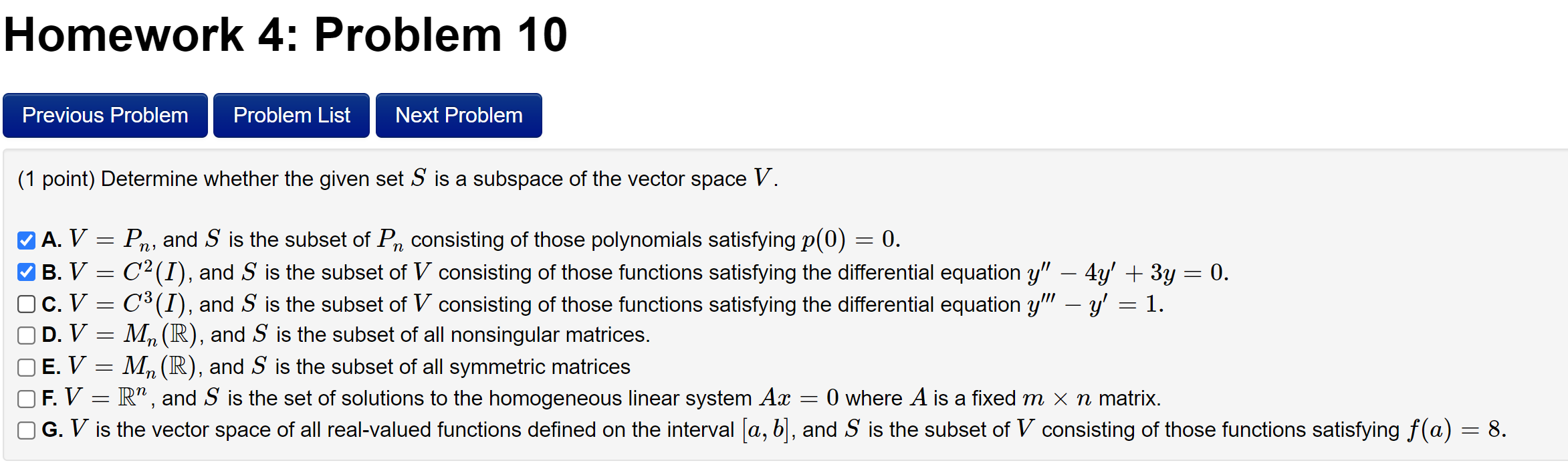Solved Homework 4: Problem 10 Previous Problem Problem List | Chegg.com