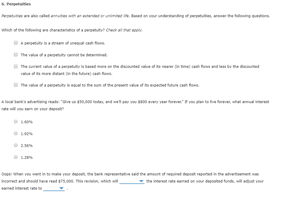 Solved 6. Perpetuities Perpetuities are also called | Chegg.com