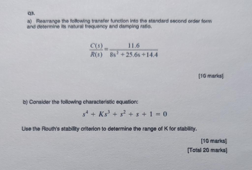 Solved Q3. a) Rearrange the following transfer function into | Chegg.com