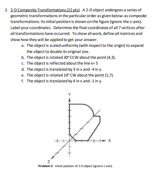 Solved 2. 2-D Composite Transformations ( 22 pts). A 2-D | Chegg.com