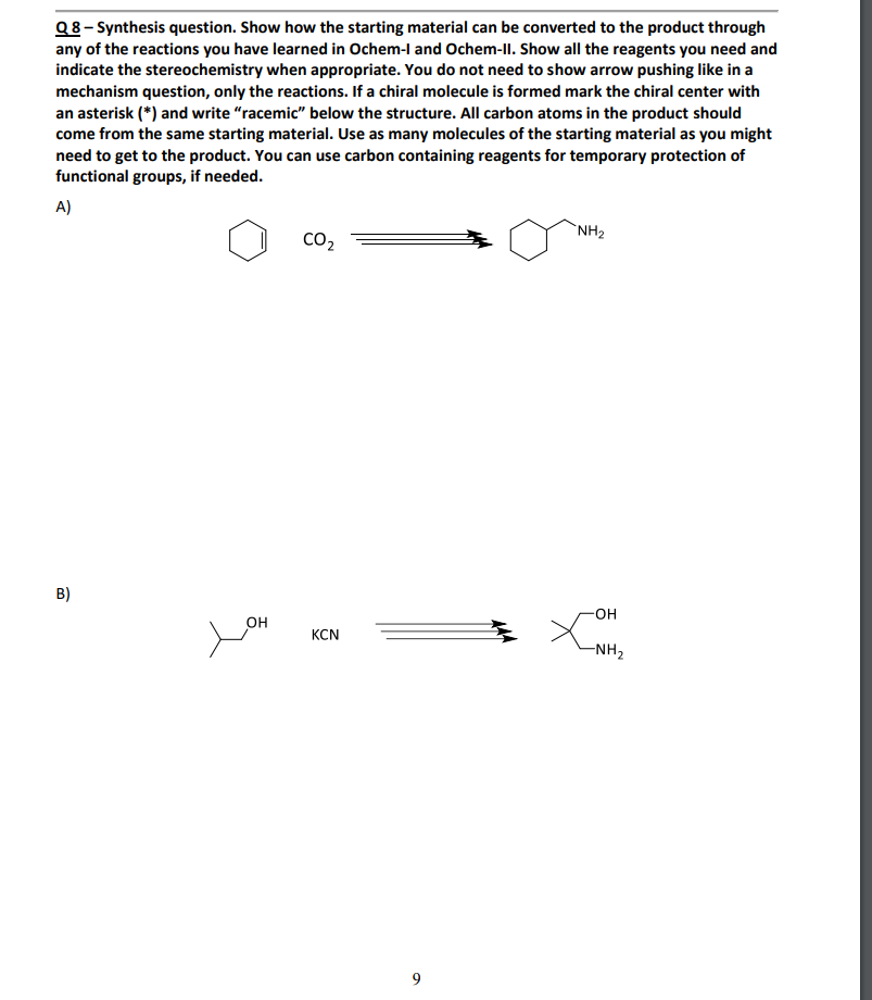 Solved 08-Synthesis question. Show how the starting material | Chegg.com