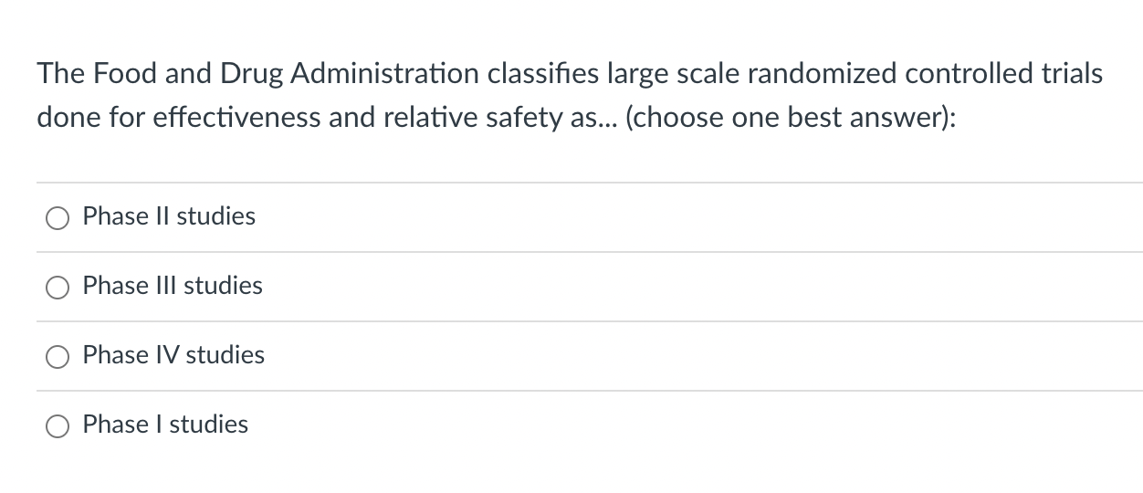 Solved The Food and Drug Administration classifies large | Chegg.com