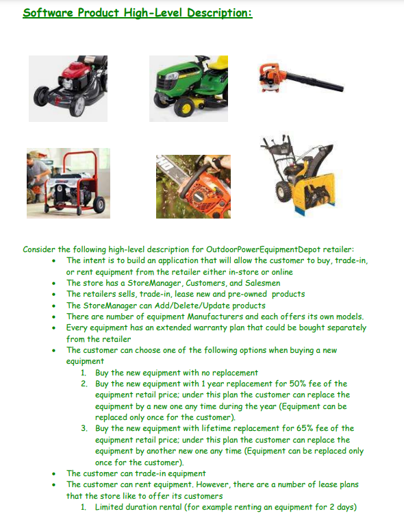 Solved OutdoorPowerEquipmentDepot Project Overview | Chegg.com