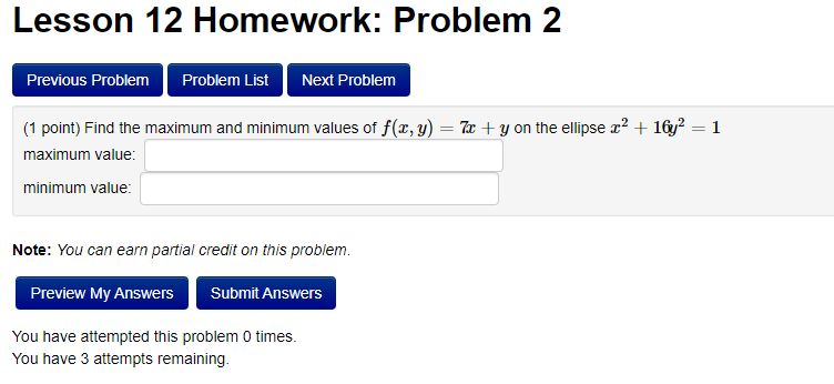 Solved Lesson 12 Homework: Problem 2 Previous Problem | Chegg.com
