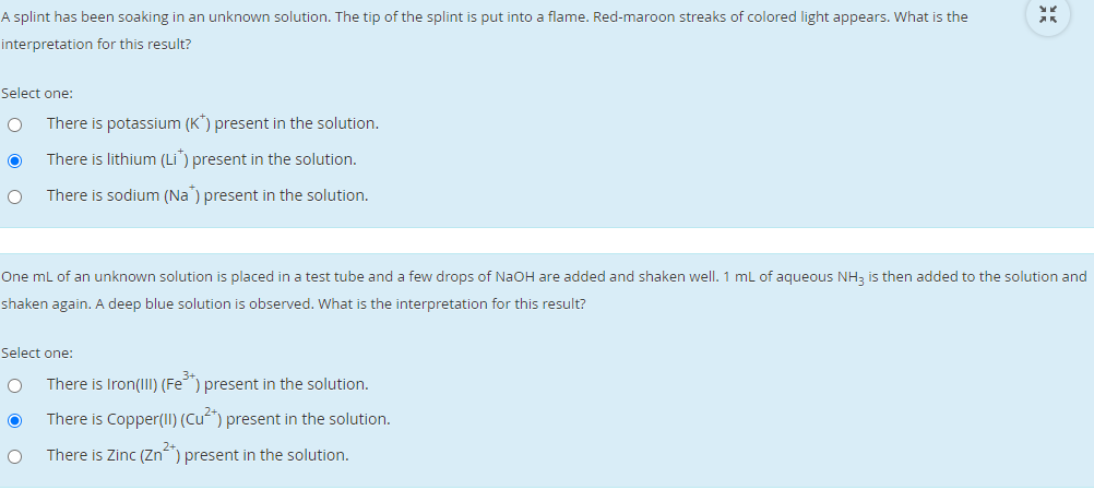 Solved A splint has been soaking in an unknown solution. The | Chegg.com