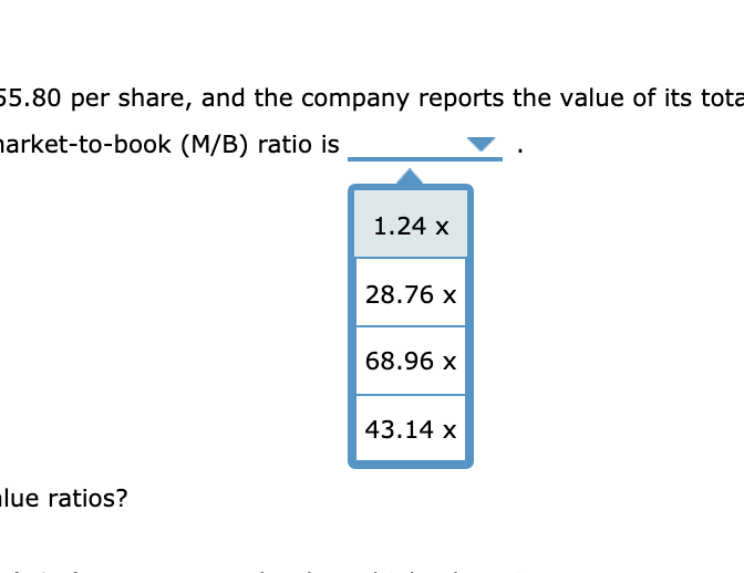 Solved 6. Market value ratios Ratios are mostly calculated | Chegg.com