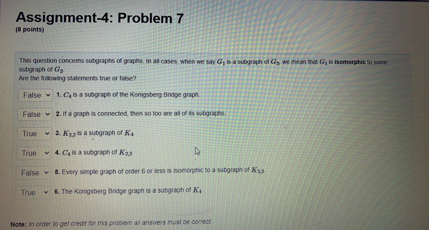 This question concems subgraphs of graphs. In all | Chegg.com