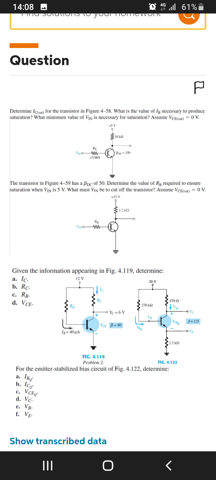 Solved Determine IC( sat ) for the transistor in Figure | Chegg.com